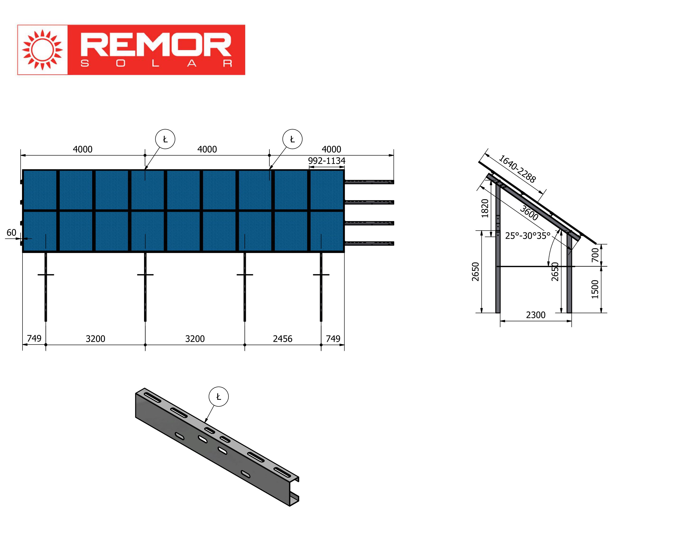 REMOR antžeminė montavimo sistema saulės elektrinei, 18 modulių ...